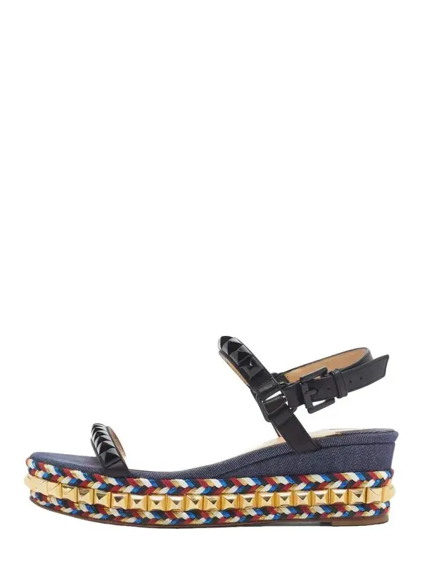 CHRISTIAN LOUBOUTIN Pyraclou Studded Platform Sandals - Blue