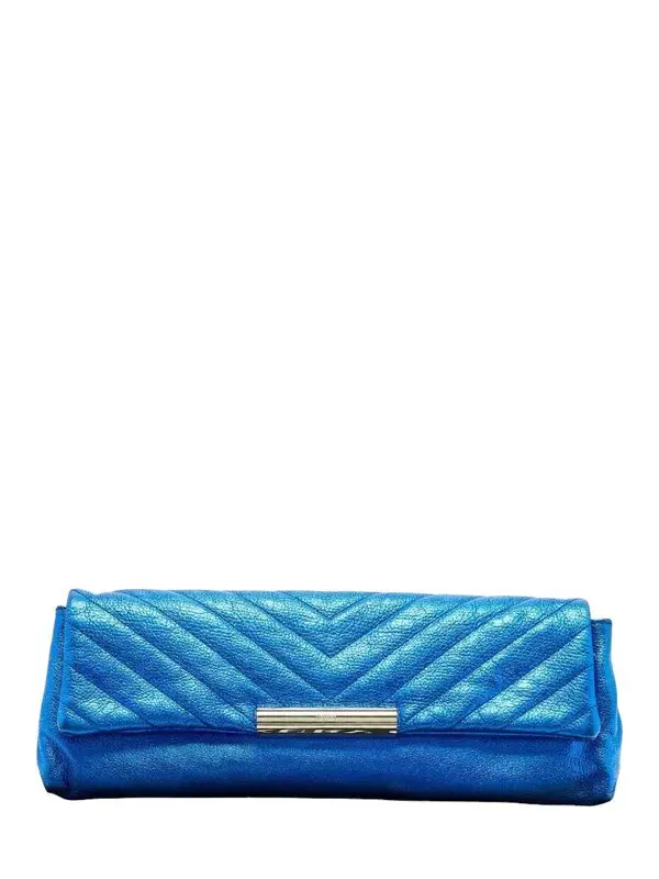 Alexander McQueen Metallic Chevron-quilted Clutch Bag - Blue