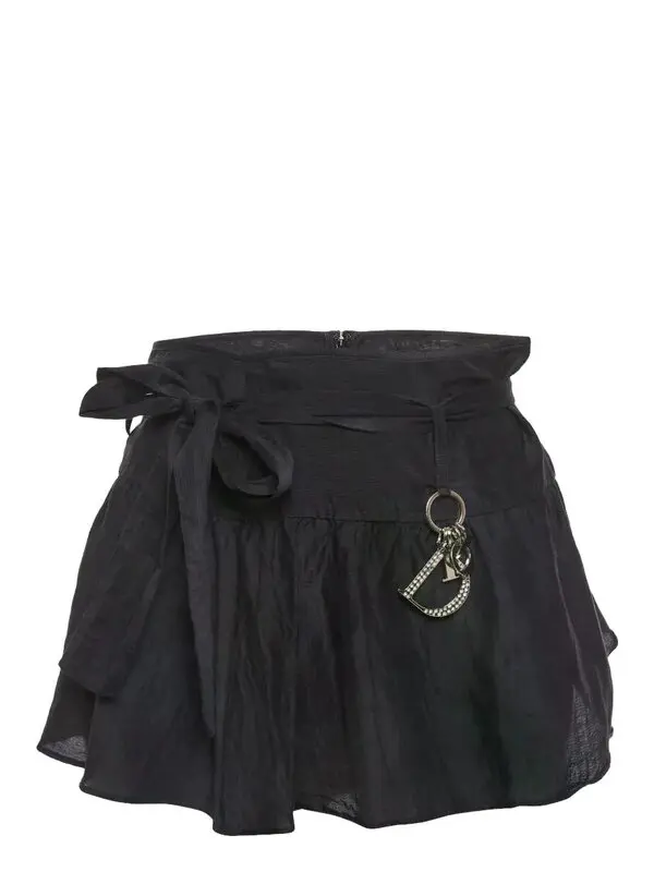 Dior Logo Charms Crystal Embellished Tie-waist Mini Skirt - Black