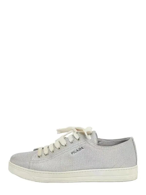 Prada Metallic Effect Lace-up Sneakers - Silver