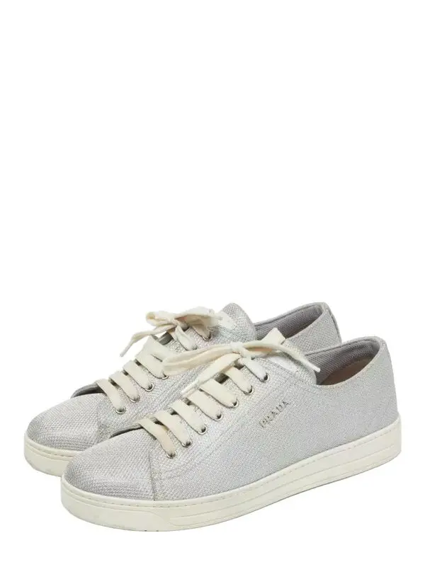 Prada Metallic Effect Lace-up Sneakers - Silver
