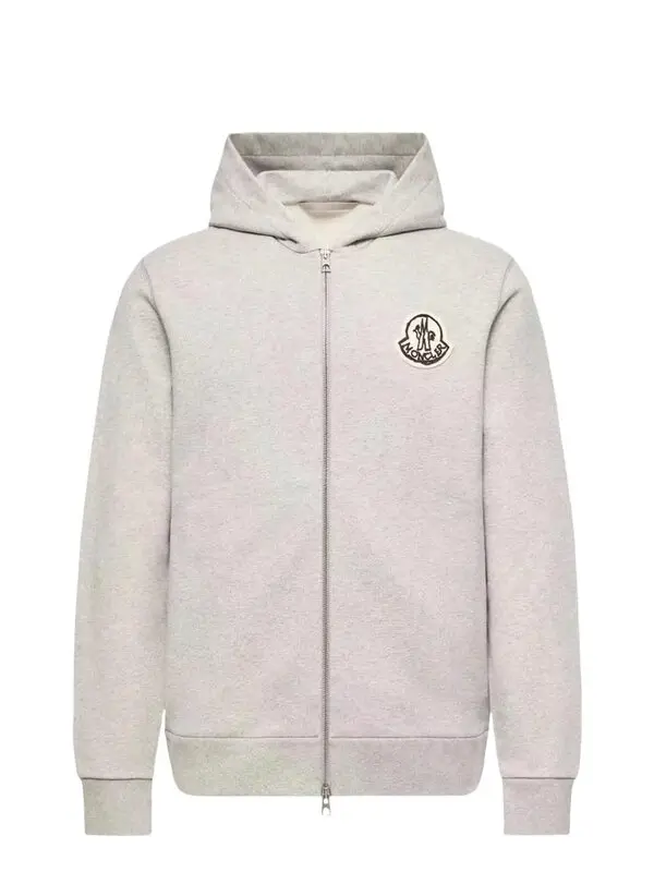Moncler Logo Patch Zip-up Hoodie - Grey