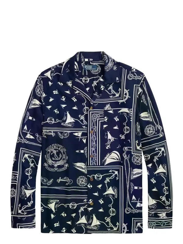 Polo Ralph Lauren Nautical-print Bandana-patchwork Shirt - Blue