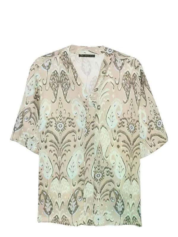LOW BRAND Paisley-pattern V-neck Shirt - Neutrals