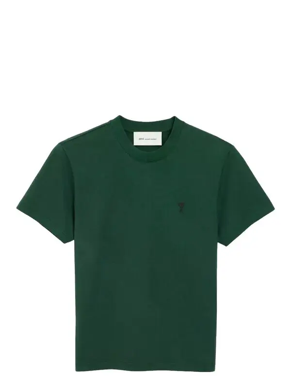 AMI Paris Cotton T-shirt With De Coeur - Green