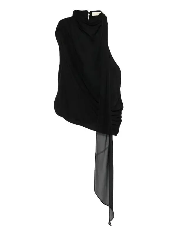 DE LA VALI Menorca Draped Top - Black
