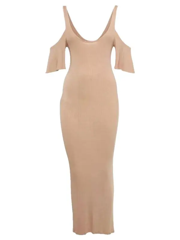 424 Rib-knit Open-shoulder Maxi Dress - Neutrals