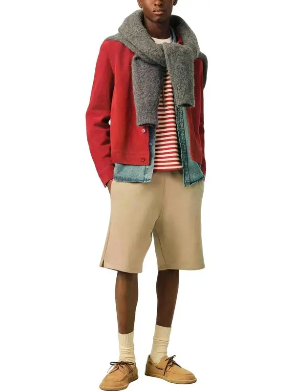 AMI Paris Cotton Shorts With Embossed De Coeur Logo - Neutrals