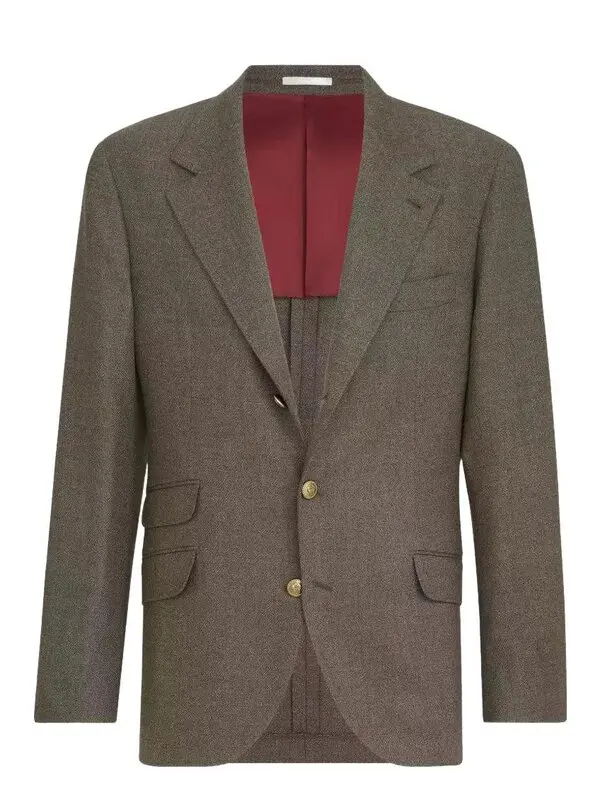 Brunello Cucinelli Mouliné Virgin Wool Twill Deconstructed Cavallo Blazer - Brown