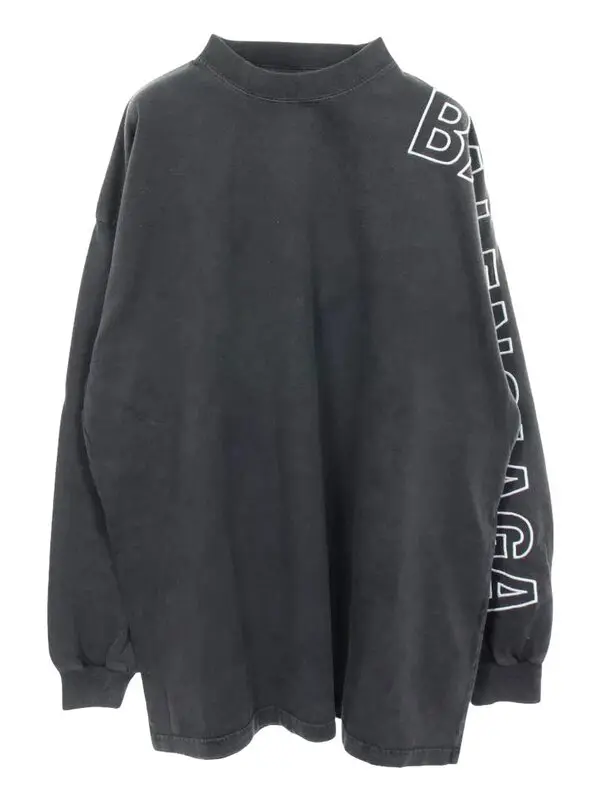 Balenciaga Logo Embroidered Oversized T-shirt - Grey