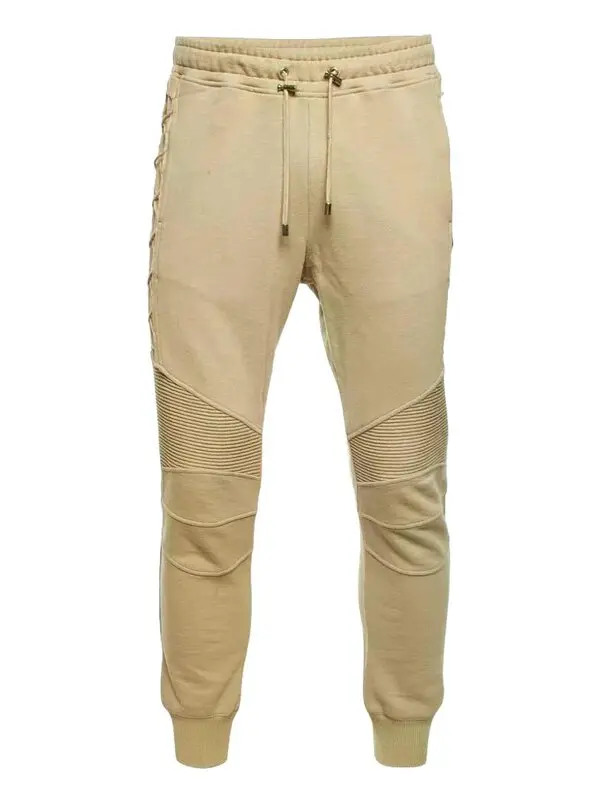 Balmain Rib-detailed Lace-up Track Pants - Neutrals