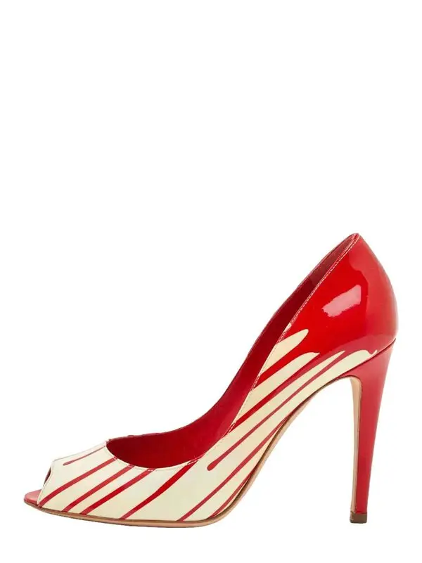 SERGIO ROSSI Drip-paint Peep-toe Pumps - Red