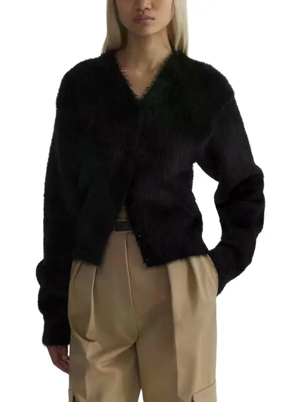 MUGLER Brushed Knit Cardigan - Black