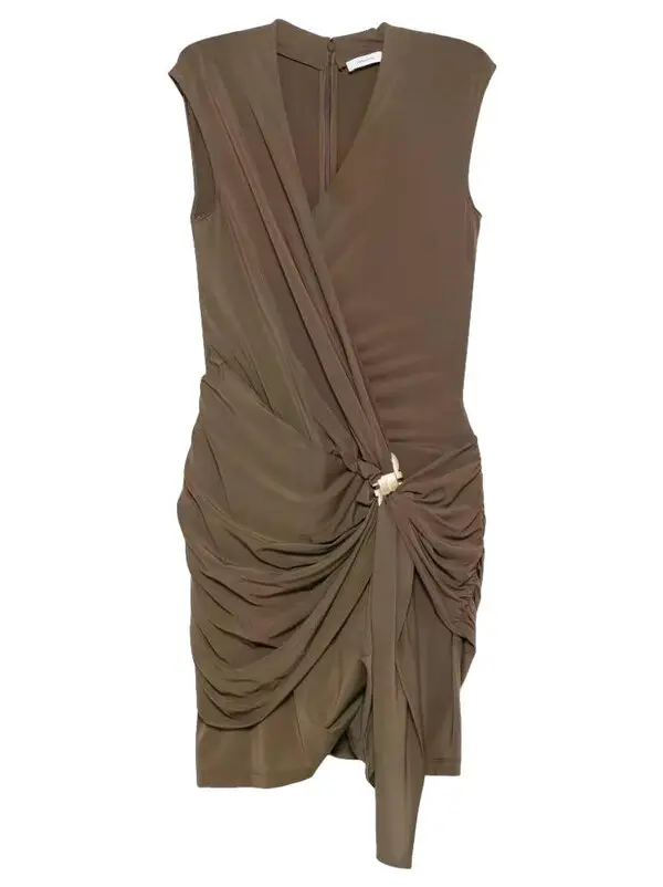 FERRAGAMO Ruched Knot-detail Dress - Brown
