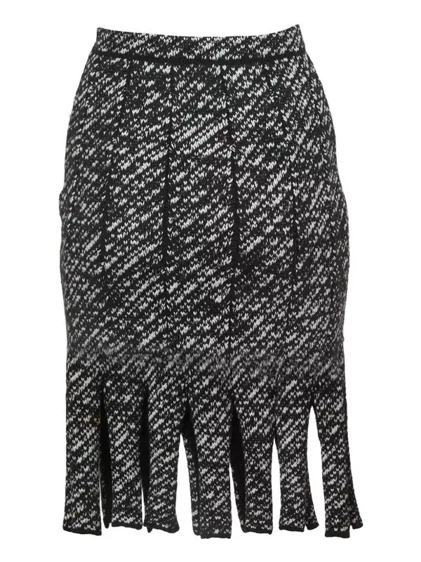 Dior Fringed Knit Midi Skirt - Black