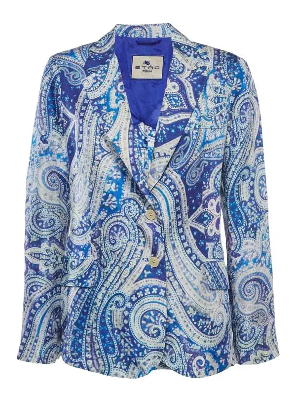 Etro Paisley-print Silk Blazer - Blue