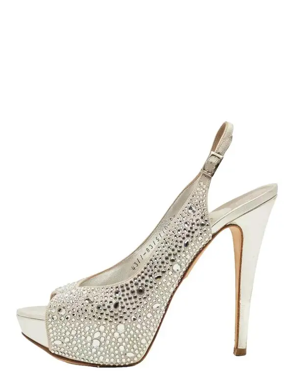 GINA Crystal-embellished Slingback Sandals - Silver