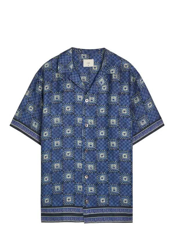 CHE Telha Printed Linen Shirt - Blue
