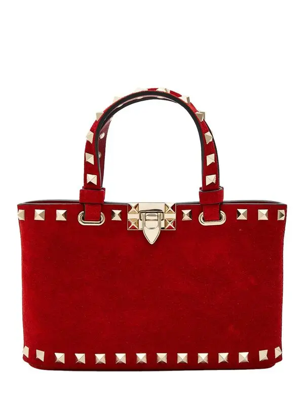 Valentino Garavani Rockstud Mini Suede Tote Bag - Red