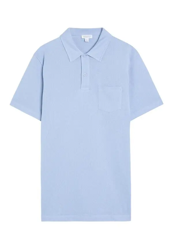 Sunspel Cotton-mesh Polo Shirt - Blue
