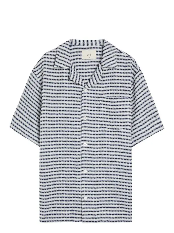 CHE Textured Patterned Linen Shirt - Navy