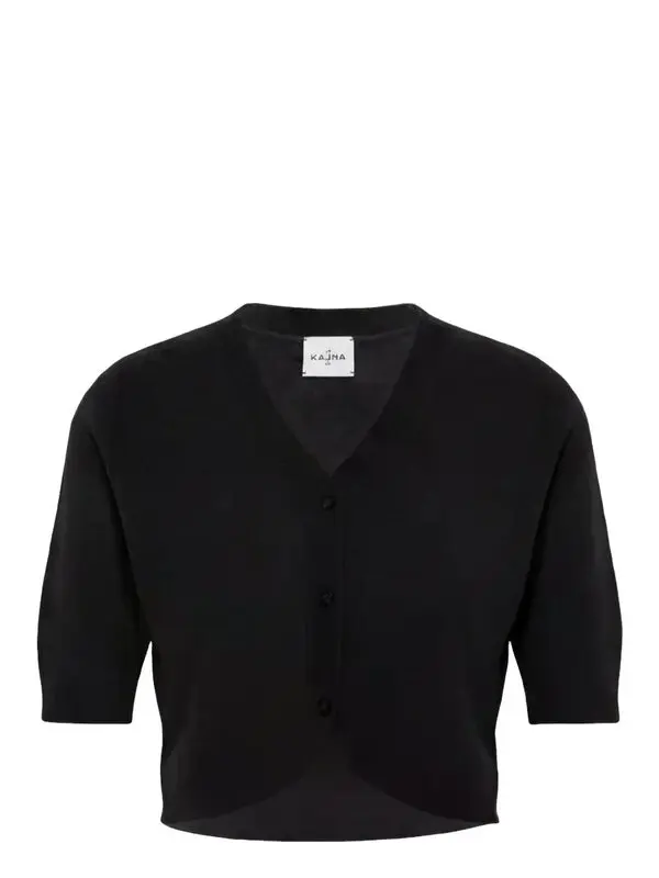 Le Kasha V-neck Short-sleeve Cardigan - Black