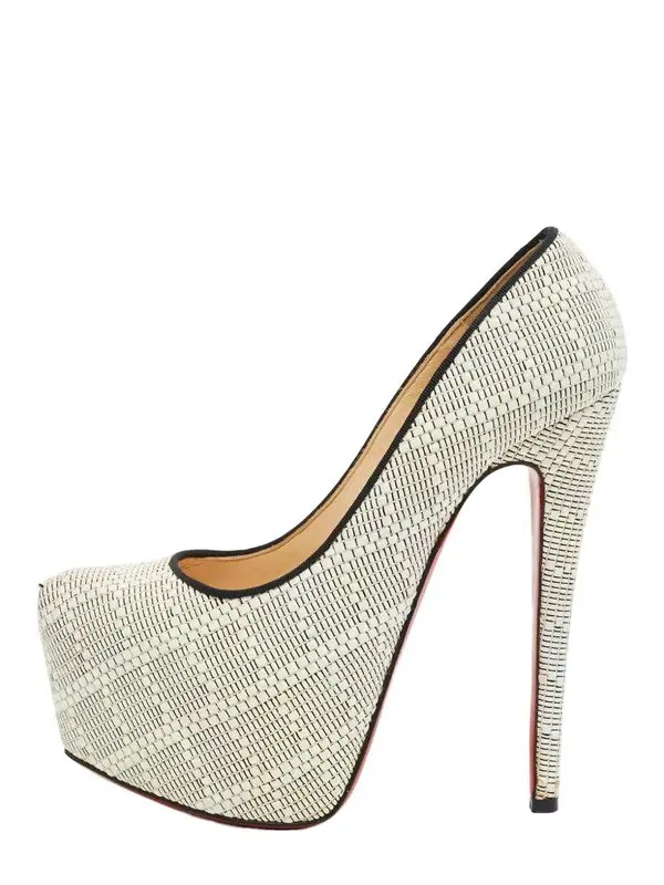 CHRISTIAN LOUBOUTIN Daffodile Raffia Platform Pumps - Neutrals
