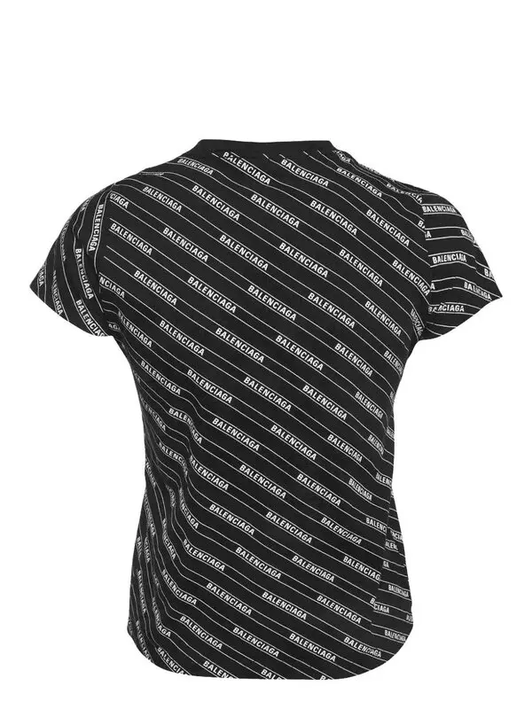 Balenciaga All-over Logo Print T-shirt - Black