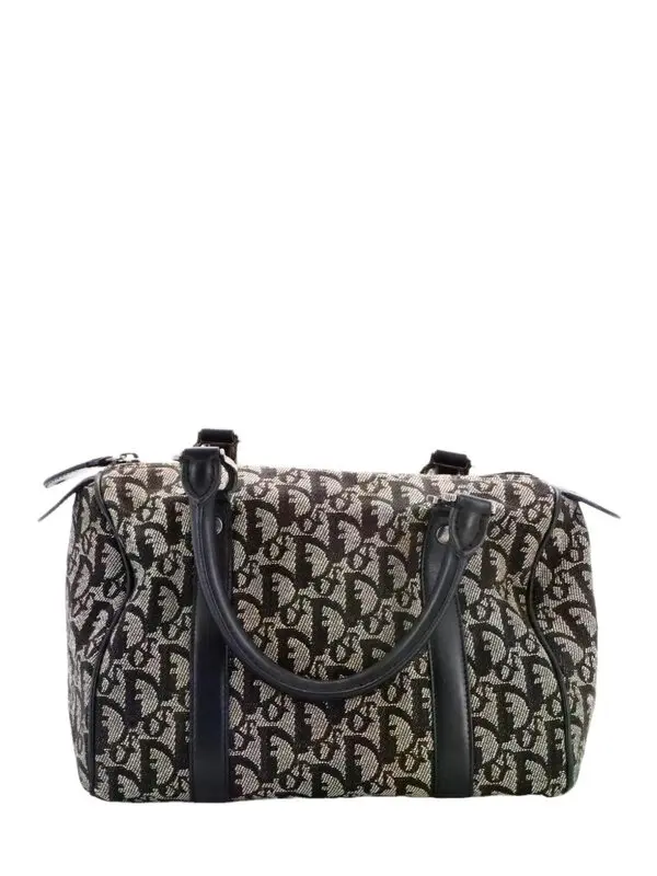 Dior Vintage Trotter Boston Bag Diorissimo Canvas Small Satchel - Black
