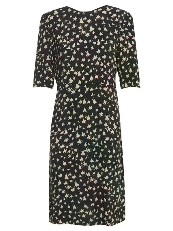 Marni Navy Abstract Print Midi Dress - Blue