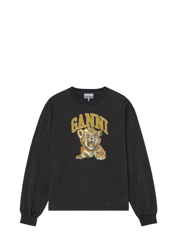 GANNI Tiger Print Crew Neck Sweatshirt - Multicolor