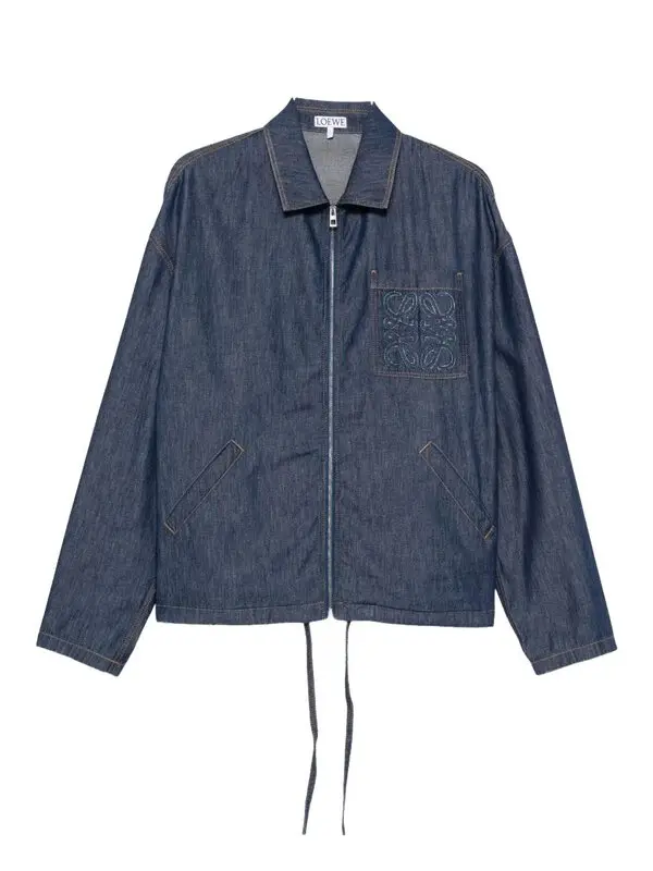 Loewe Denim Zipped Jacket With Anagram Patch - Multicolor