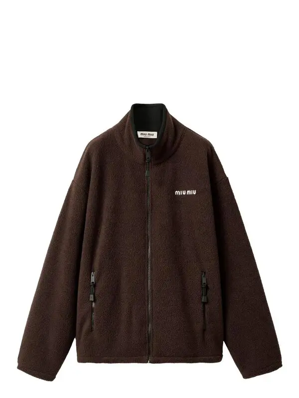 Miu Miu Zip-up Fleece Jacket - Brown