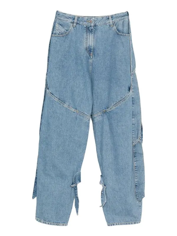 Attico Denim Cotton Jeans With Tie Detail - Multicolor