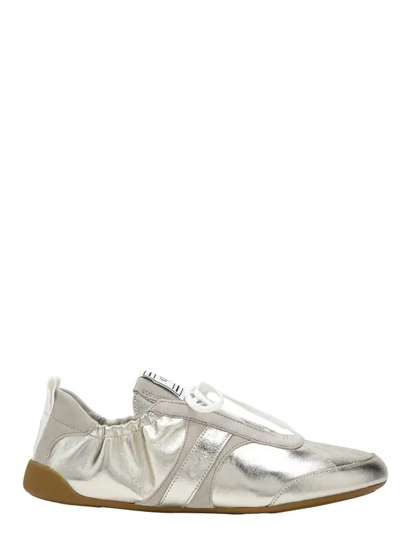 Chloé Palladium Metallic Effect Leather Sneakers - Silver