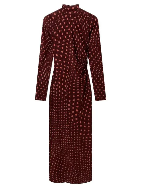 Stella McCartney Polka Dot High Neck Long Sleeve Dress - Multicolor