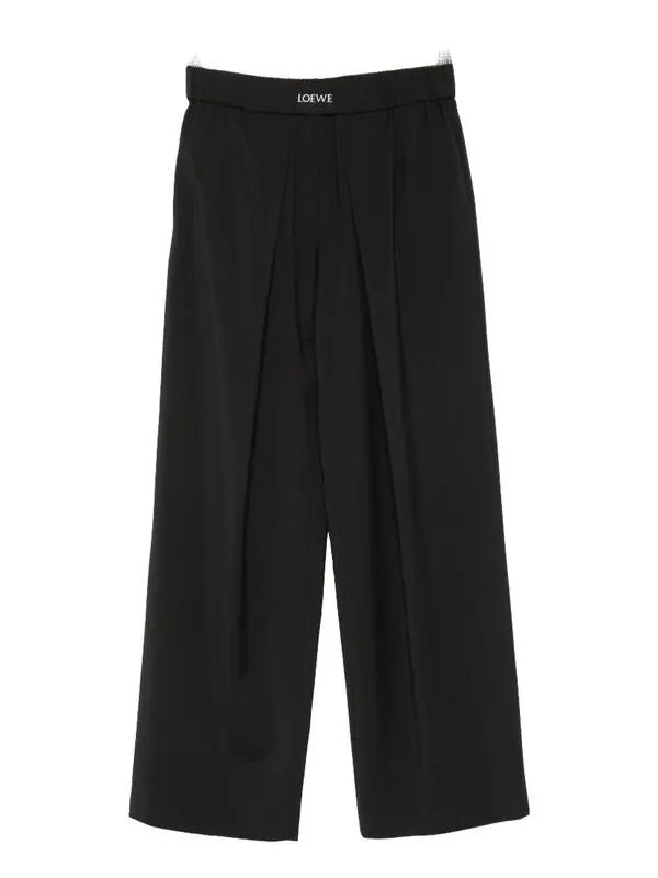 Loewe Black Logo Patch Pleated Front Trousers - Multicolor