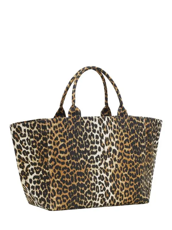 GANNI Xxl Cotton Leopard Print Tote Bag - Multicolor