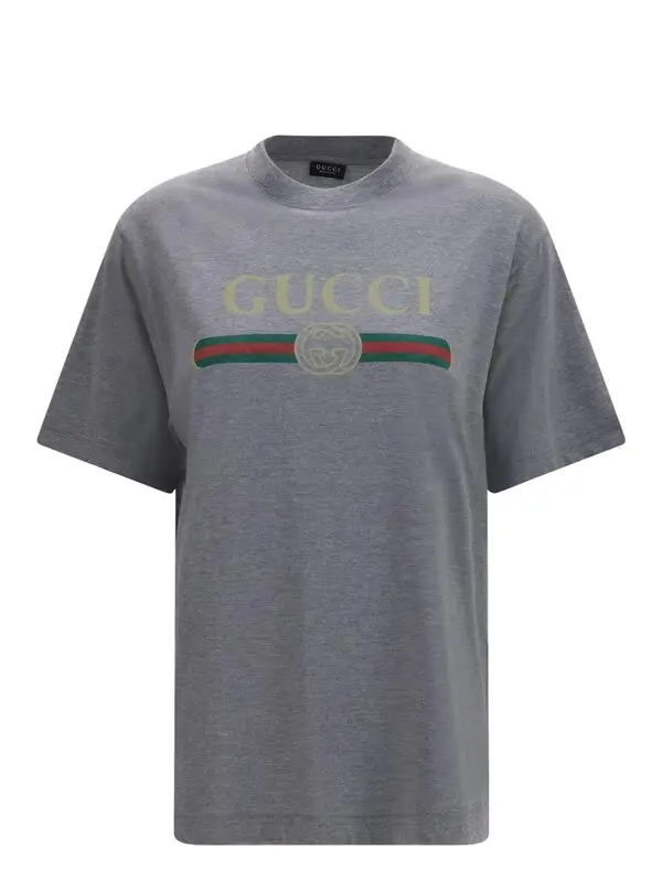 Gucci Cotton And Silk Jersey Printed T-shirt - Grey