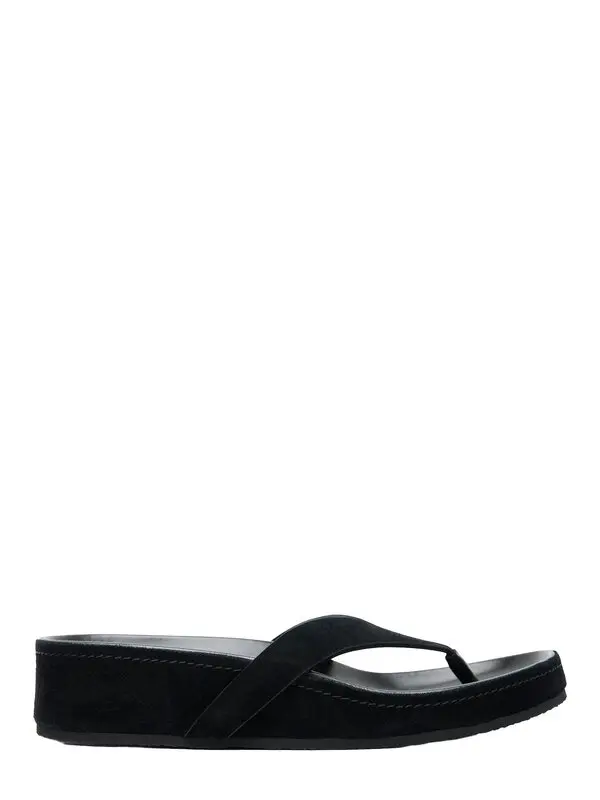 Phoebe Philo Suede Round Toe Flip Flops - Black