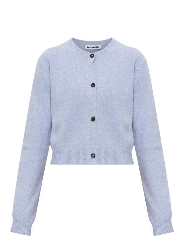 JIL SANDER Cropped Wool Cardigan With Button Detail - Blue