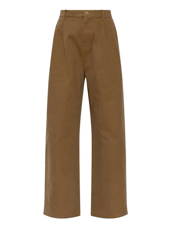 JIL SANDER Pleated Cotton Wide-leg Trousers - Brown