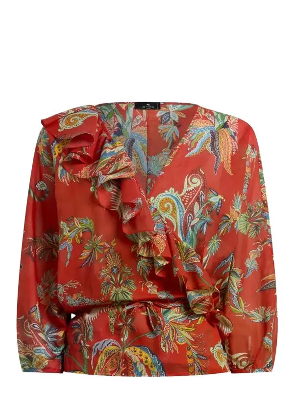 Etro Paisley-print Ruffled Blouse - Red