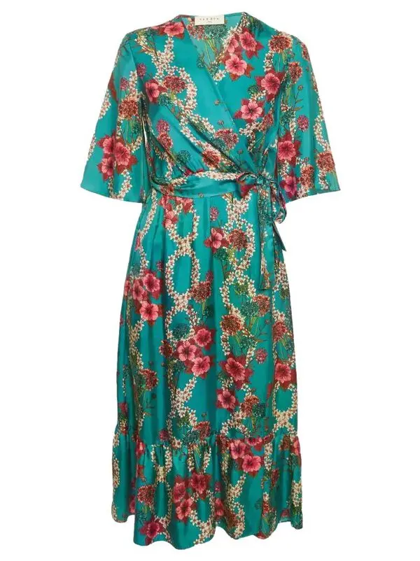 Sandro Floral-print Wrap Midi Dress - Blue