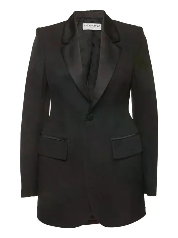 Balenciaga Single-breasted Blazer With Satin Trim - Black