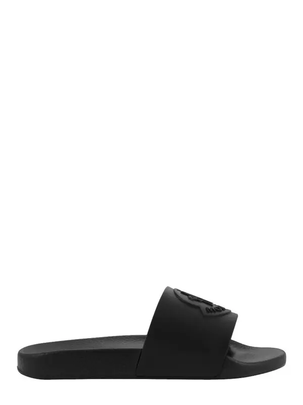 Moncler Basile Sliders With Embossed Logo - Black
