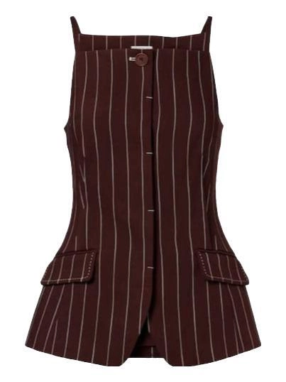 Simkhai Edie Striped Square Neck Top - Brown