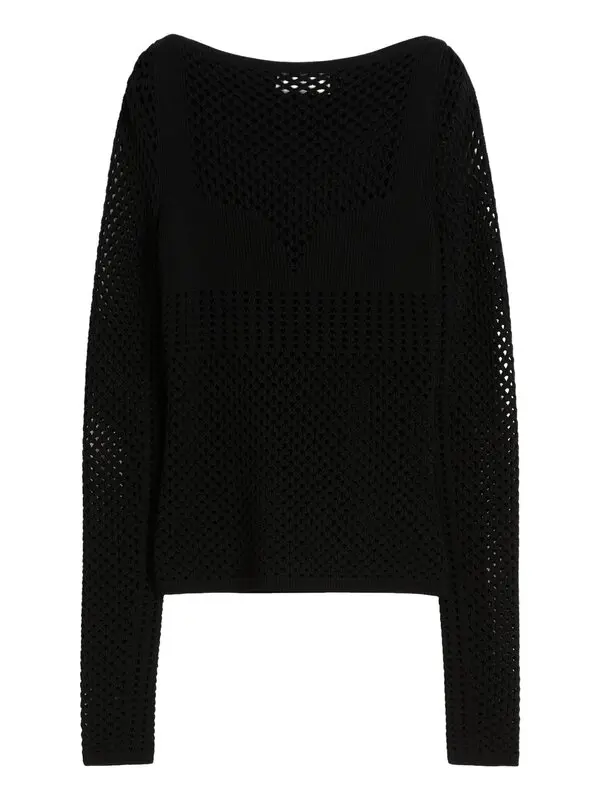 Sportmax Fine-knit Open-work Sweater - Black