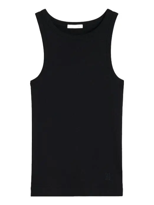 BY MALENE BIRGER Ribbed Tank Top With Embroidered Monogram - Black