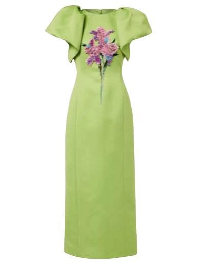 LEO Lin Lucinda Sequin Embellished Floral Crêpe Satin Maxi Dress - Green